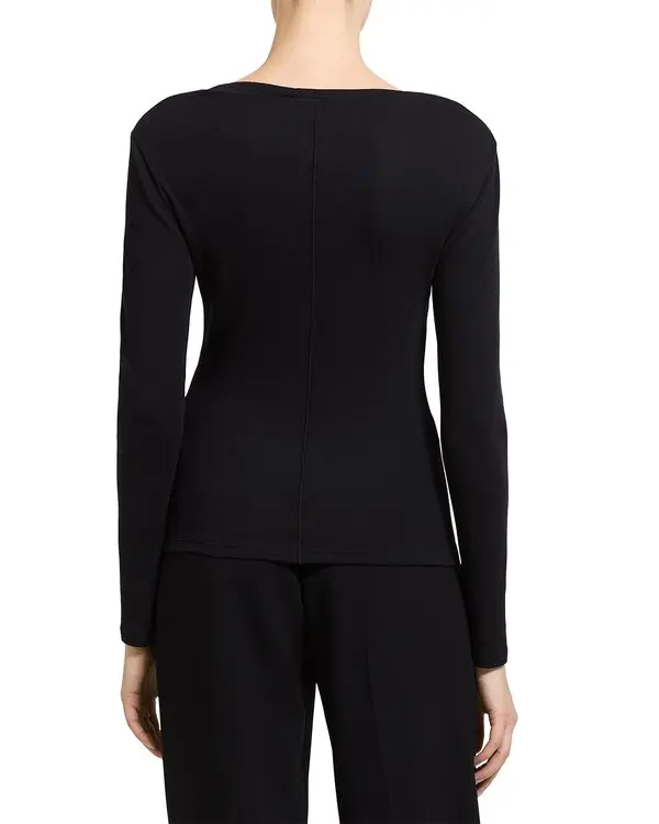 Theory Long Sleeve Henley Top - Black