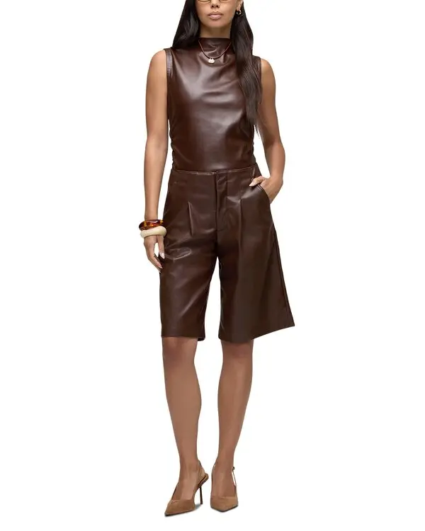 Hudson Jeans Faux Leather Pleated Trouser Shorts