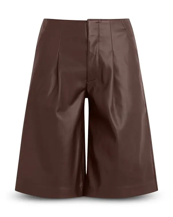 Hudson Jeans Faux Leather Pleated Trouser Shorts