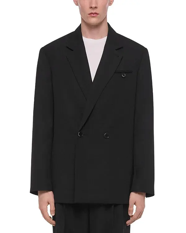 Helmut Lang Relaxed Fit Double Breasted Wool Jacket