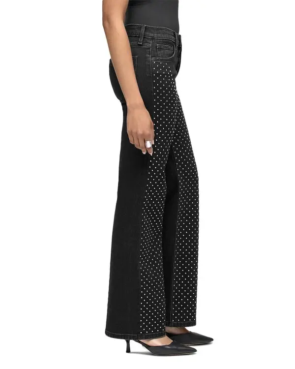 Hudson Jeans Rosie Embellished High Rise Wide Leg Jeans