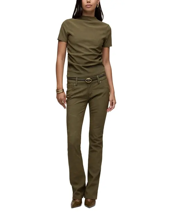 Hudson Jeans Faux Suede Short Sleeve Ruched Top
