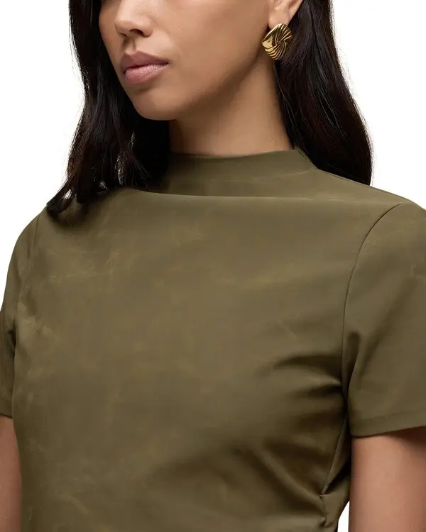 Hudson Jeans Faux Suede Short Sleeve Ruched Top