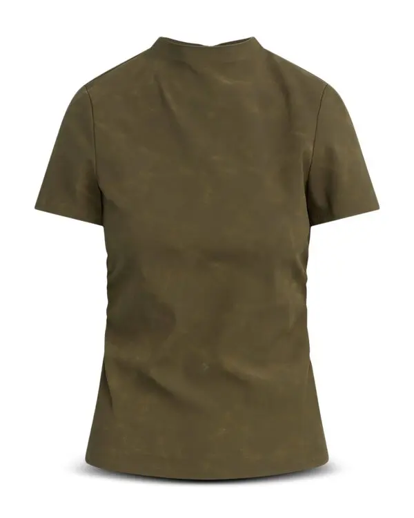 Hudson Jeans Faux Suede Short Sleeve Ruched Top