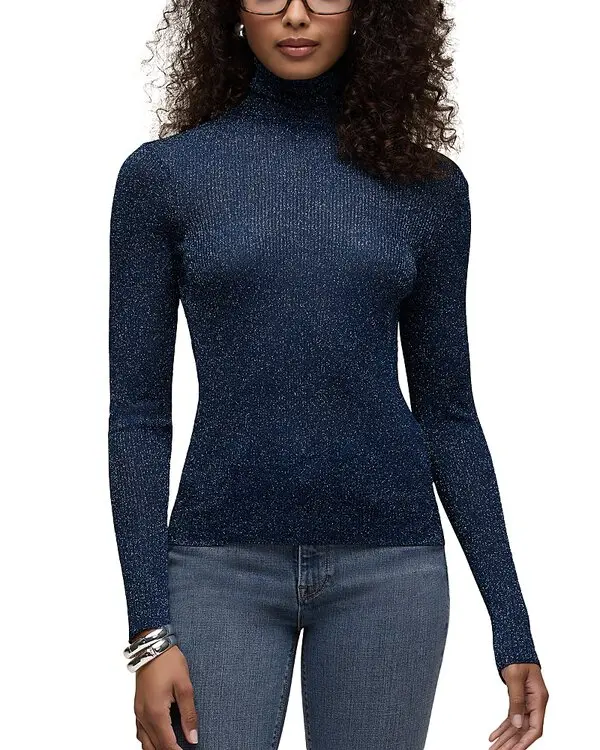 Hudson Jeans Tanya Metallic Knit Turtleneck Top