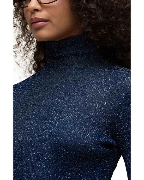 Hudson Jeans Tanya Metallic Knit Turtleneck Top