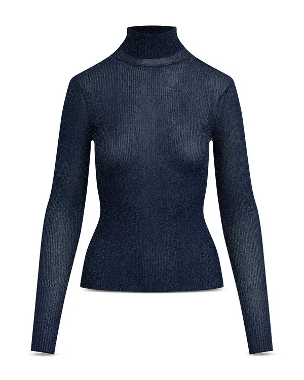 Hudson Jeans Tanya Metallic Knit Turtleneck Top