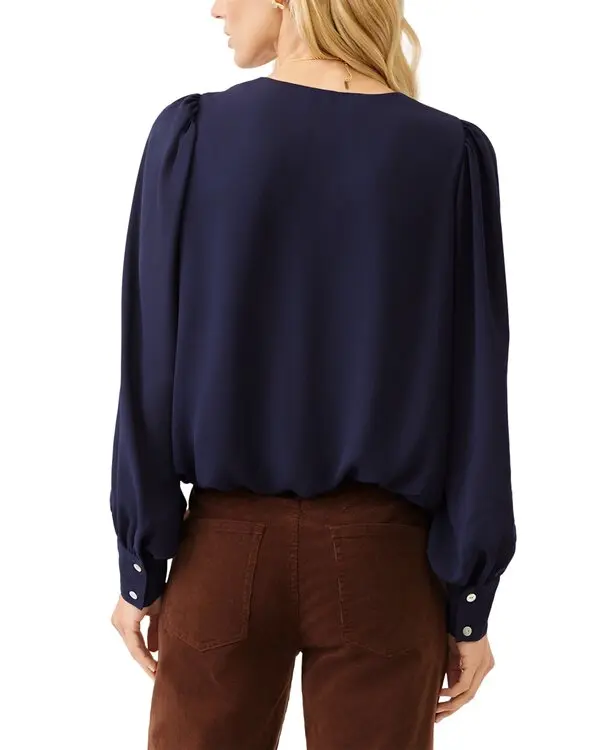 Karen Kane V Neck Puff Sleeve Top - Navy