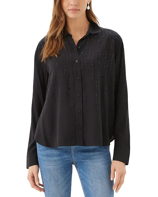 Karen Kane Embellished Gemstone Button Front Shirt