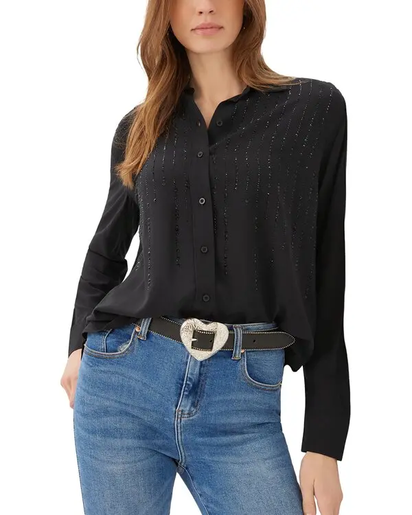Karen Kane Embellished Gemstone Button Front Shirt