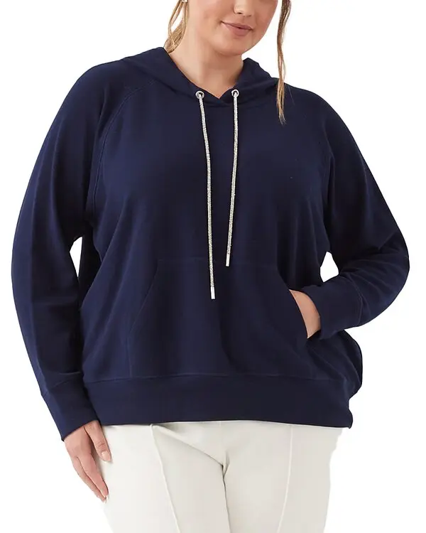 Karen Kane Rhinestone Drawstring Hoodie Sweatshirt