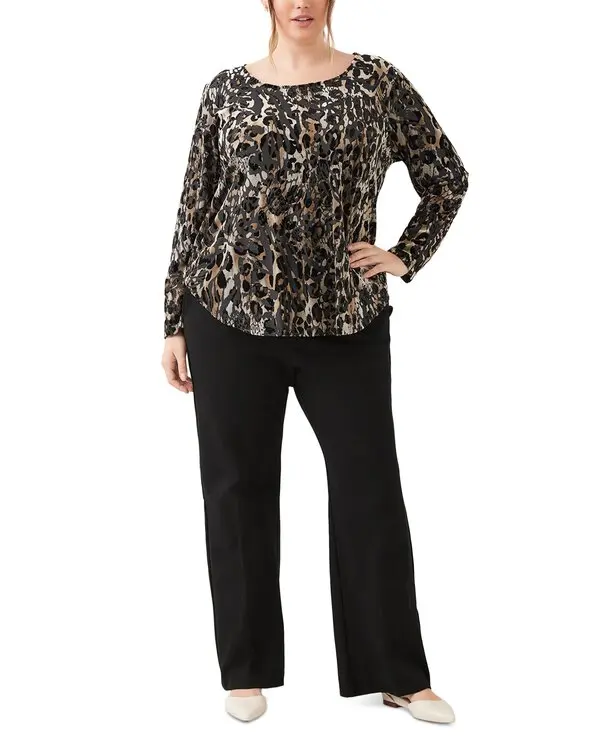 Karen Kane Velvet Burnout Long Sleeve Shirttail Top