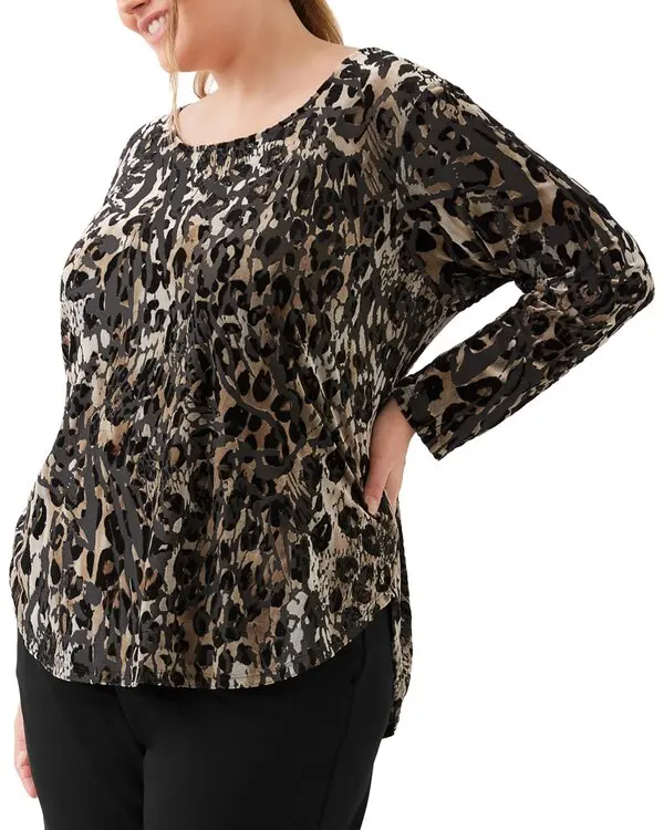 Karen Kane Velvet Burnout Long Sleeve Shirttail Top