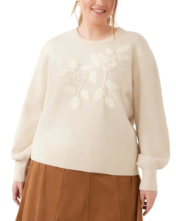Karen Kane Embroidered Blouson Sleeve Sweater - Sand