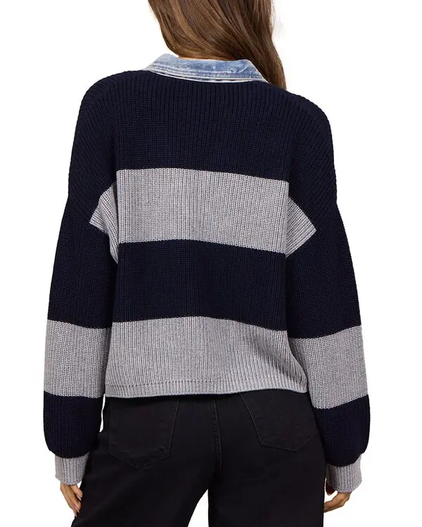 Vintage Havana Denim Collar Striped Sweater