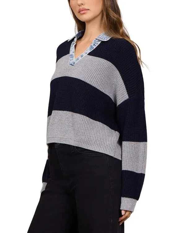 Vintage Havana Denim Collar Striped Sweater