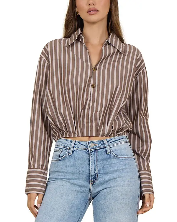 Vintage Havana Cotton Blend Elastic Hem Blouse