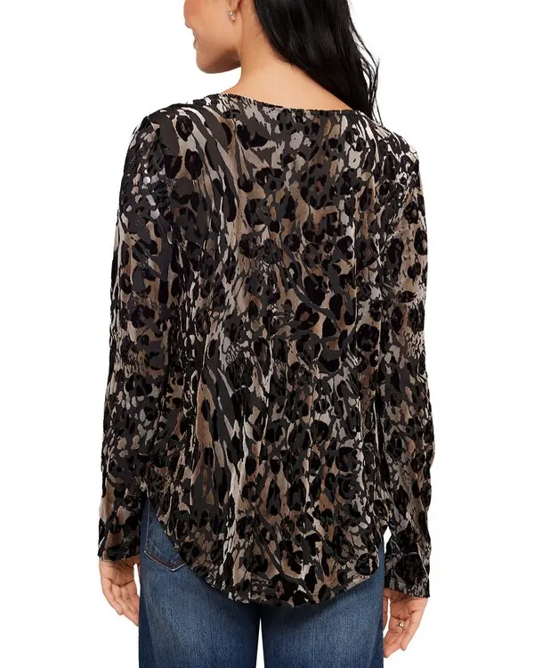 Karen Kane Petite Velvet Burnout Long Sleeve Shirttail Top