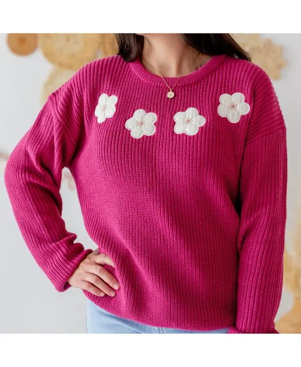 SWEET WINK Floral Applique Sweater