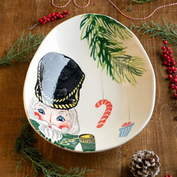 VIETRI Nutcrackers Oblong Oval Shallow Bowl