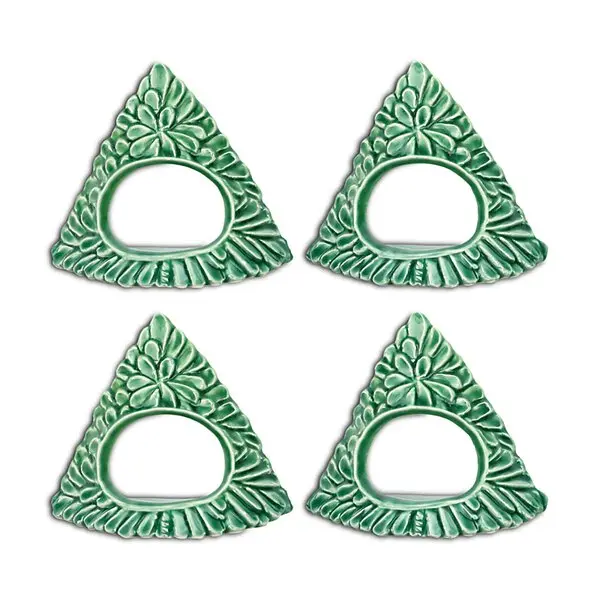VIETRI Lastra Holiday Figural Napkin Rings, Set Of 4 - Green