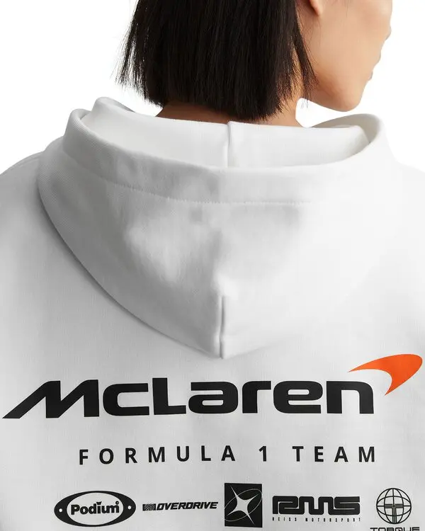 REISS Mclaren Cotton Heavyweight Relaxed Pullover Hoodie - White
