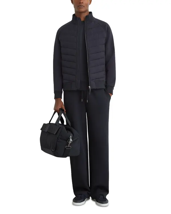 REISS Calvorn Stand Collar Zip Interlock Quilted Jacket