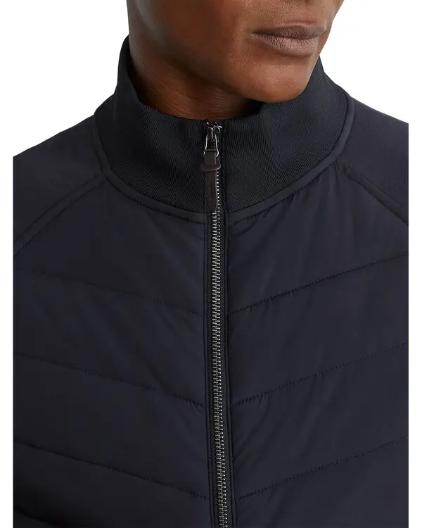 REISS Calvorn Stand Collar Zip Interlock Quilted Jacket