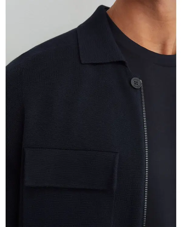 REISS Fleetwood Concealed Placket Pocket Zip Jacket