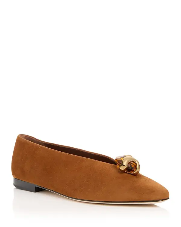 JIMMY CHOO Margot Pointed Flats - Tan/amber