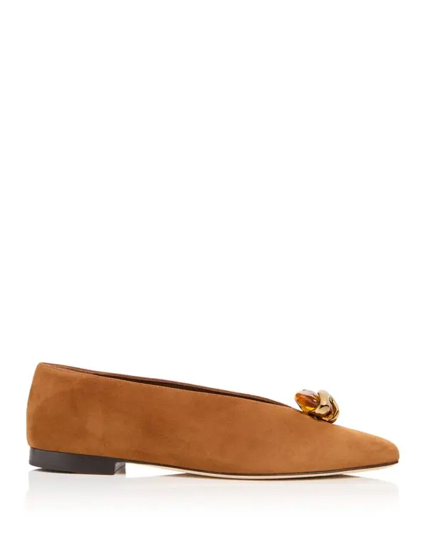 JIMMY CHOO Margot Pointed Flats - Tan/amber