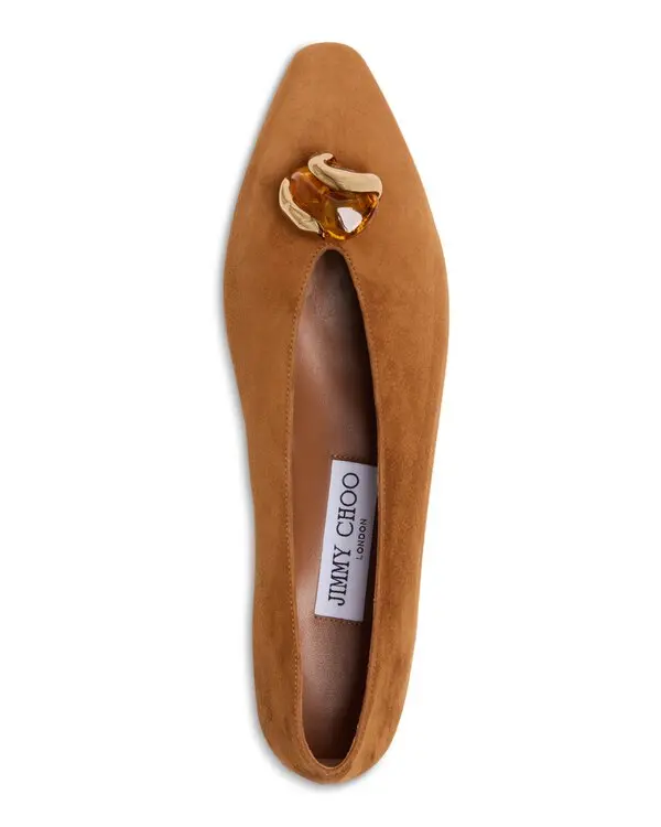 JIMMY CHOO Margot Pointed Flats - Tan/amber
