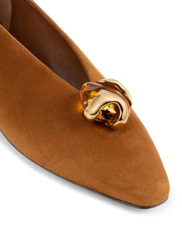 JIMMY CHOO Margot Pointed Flats - Tan/amber