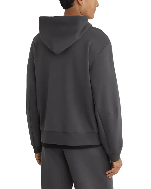REISS Dane Interlock Jersey Hoodie - Charcoal Grey