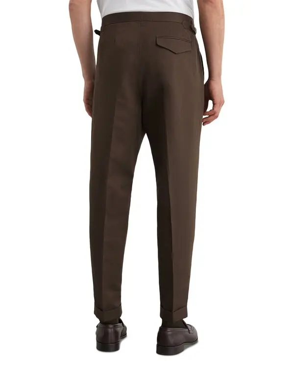 REISS Tapered Fit Buckle Adjuster Trousers - Chocolate