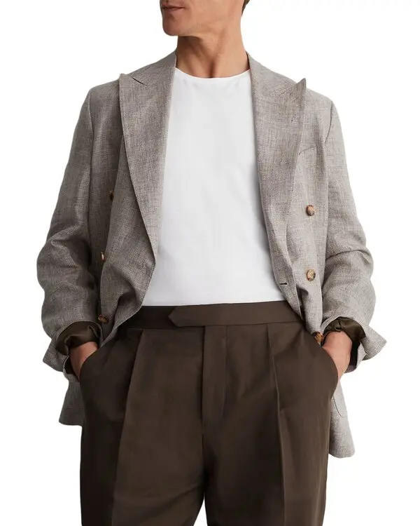 REISS Tapered Fit Buckle Adjuster Trousers - Chocolate