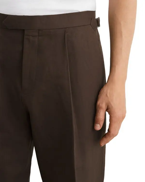 REISS Tapered Fit Buckle Adjuster Trousers - Chocolate