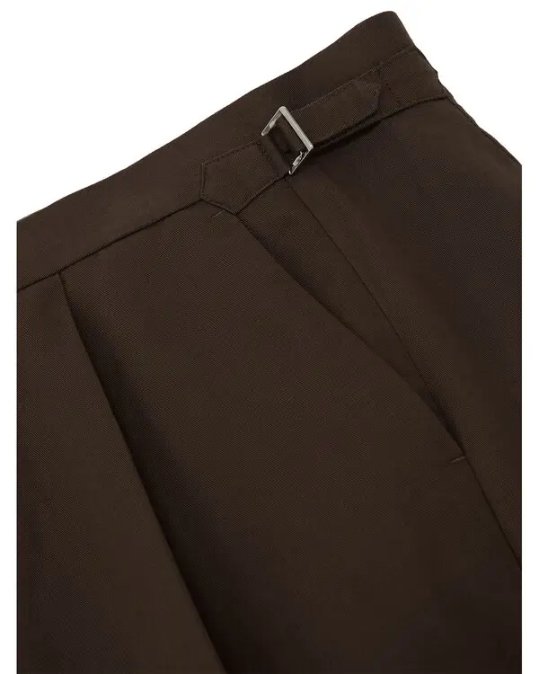 REISS Tapered Fit Buckle Adjuster Trousers - Chocolate