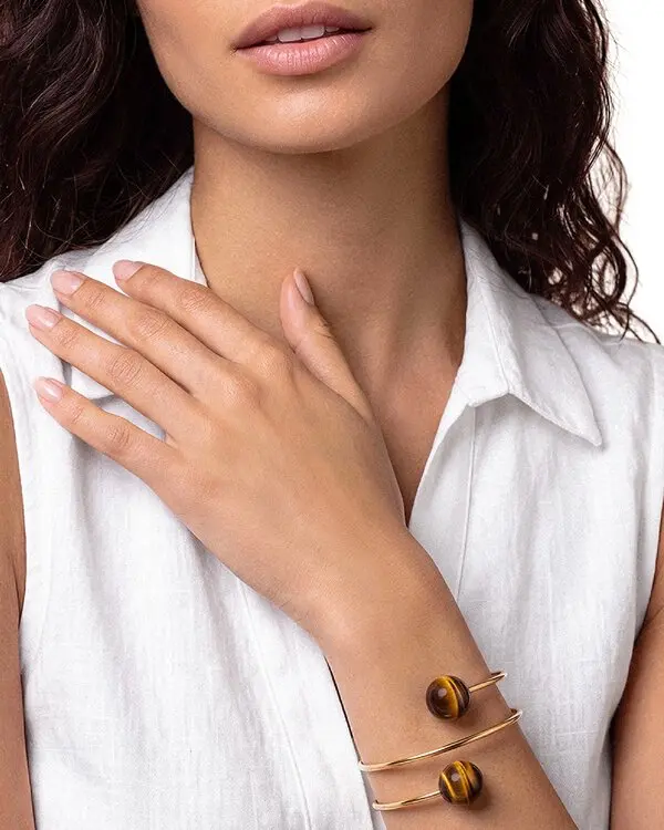 Ettika Summer Escape Tiger's Eye Openwork Cuff Bracelet