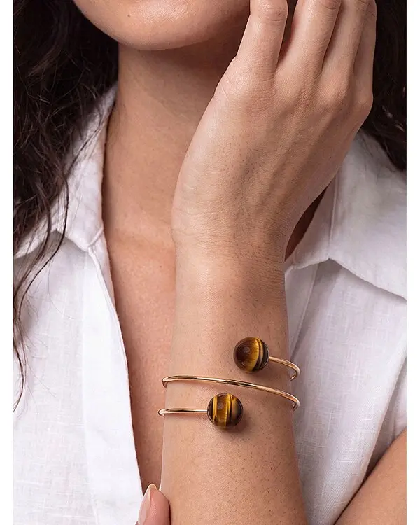 Ettika Summer Escape Tiger's Eye Openwork Cuff Bracelet