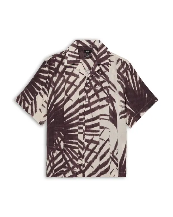 REISS Shindora Palm Print Cuban Collar Shirt