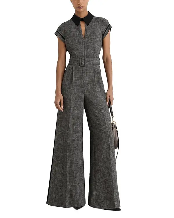 REISS Bella Belted Wide Leg Jumpsuit