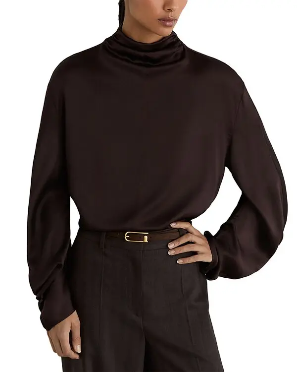 REISS Meena Silk High Neck Blouse