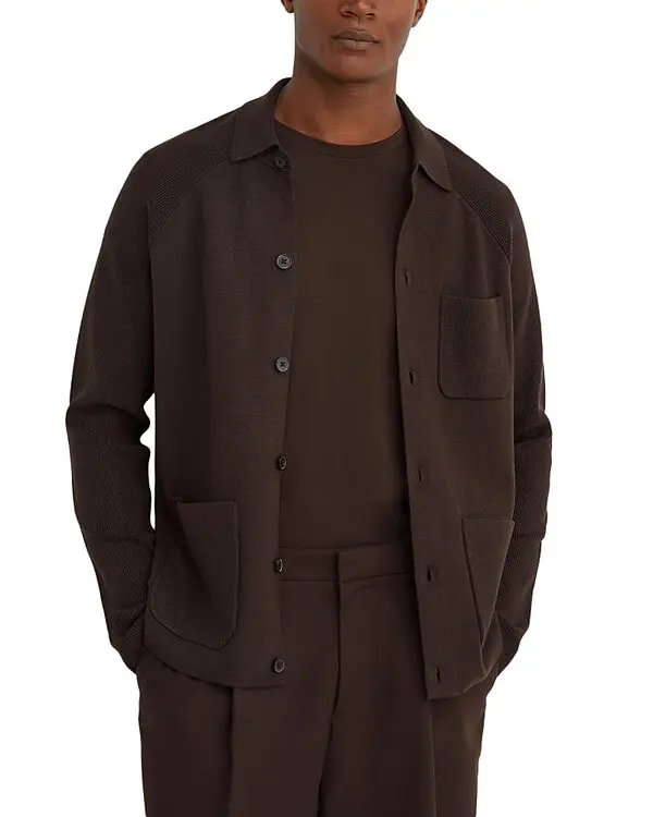 REISS Fitzwilliam Button Front Cardigan - Chocolate