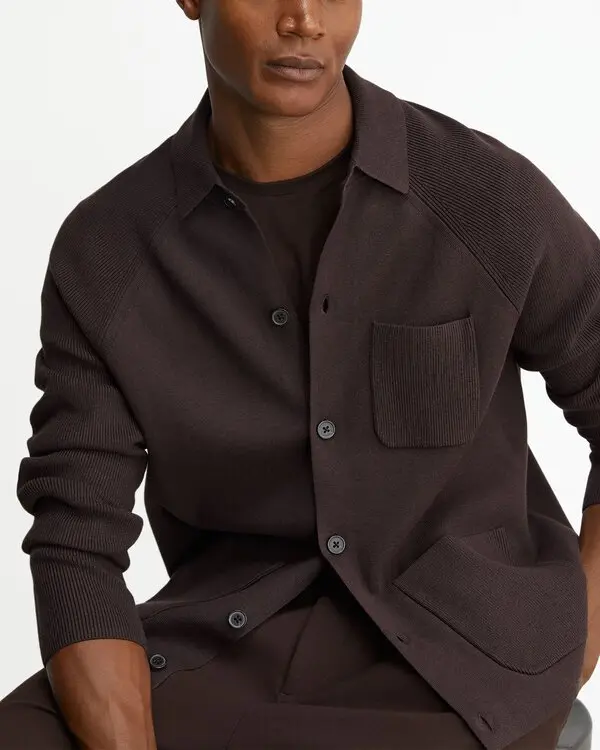 REISS Fitzwilliam Button Front Cardigan - Chocolate