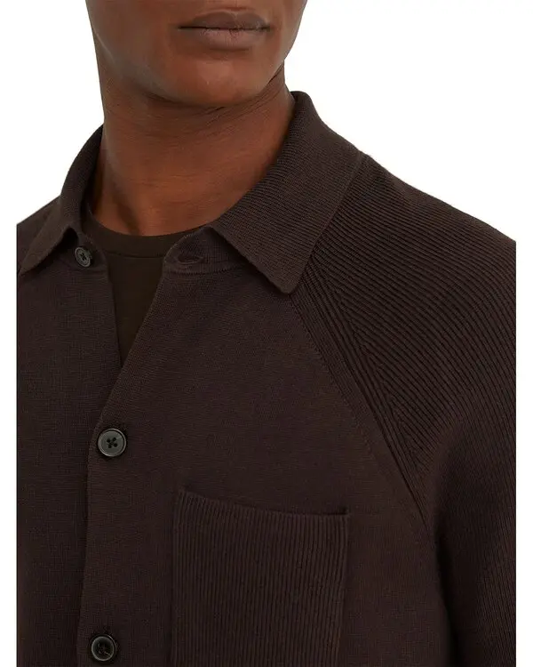 REISS Fitzwilliam Button Front Cardigan - Chocolate