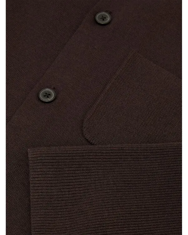 REISS Fitzwilliam Button Front Cardigan - Chocolate