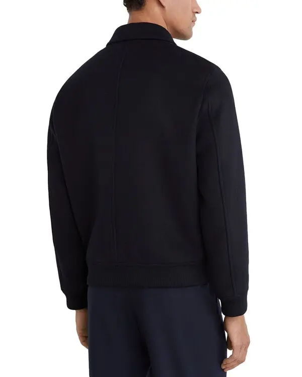 REISS Deluca Chocolate Brown Point Collar Button Jacket - Navy