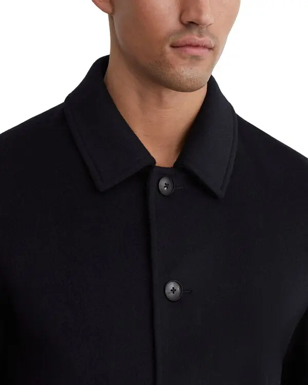 REISS Deluca Chocolate Brown Point Collar Button Jacket - Navy