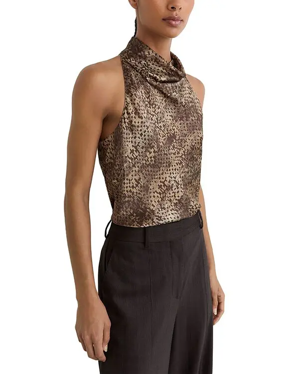 REISS Krissy Silk Cowl Neck Sleeveless Top